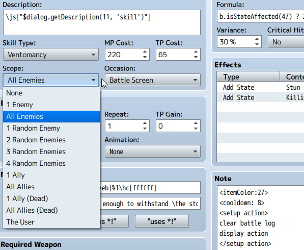 Rmmv Script Call User Use Certain Skill Rpg Maker Forums